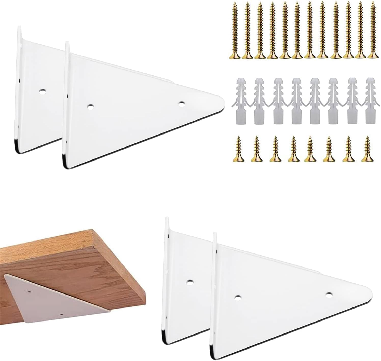 Wellsay White Shelving Brackets 4 Pcs for Small Floating Wood Shelves ...