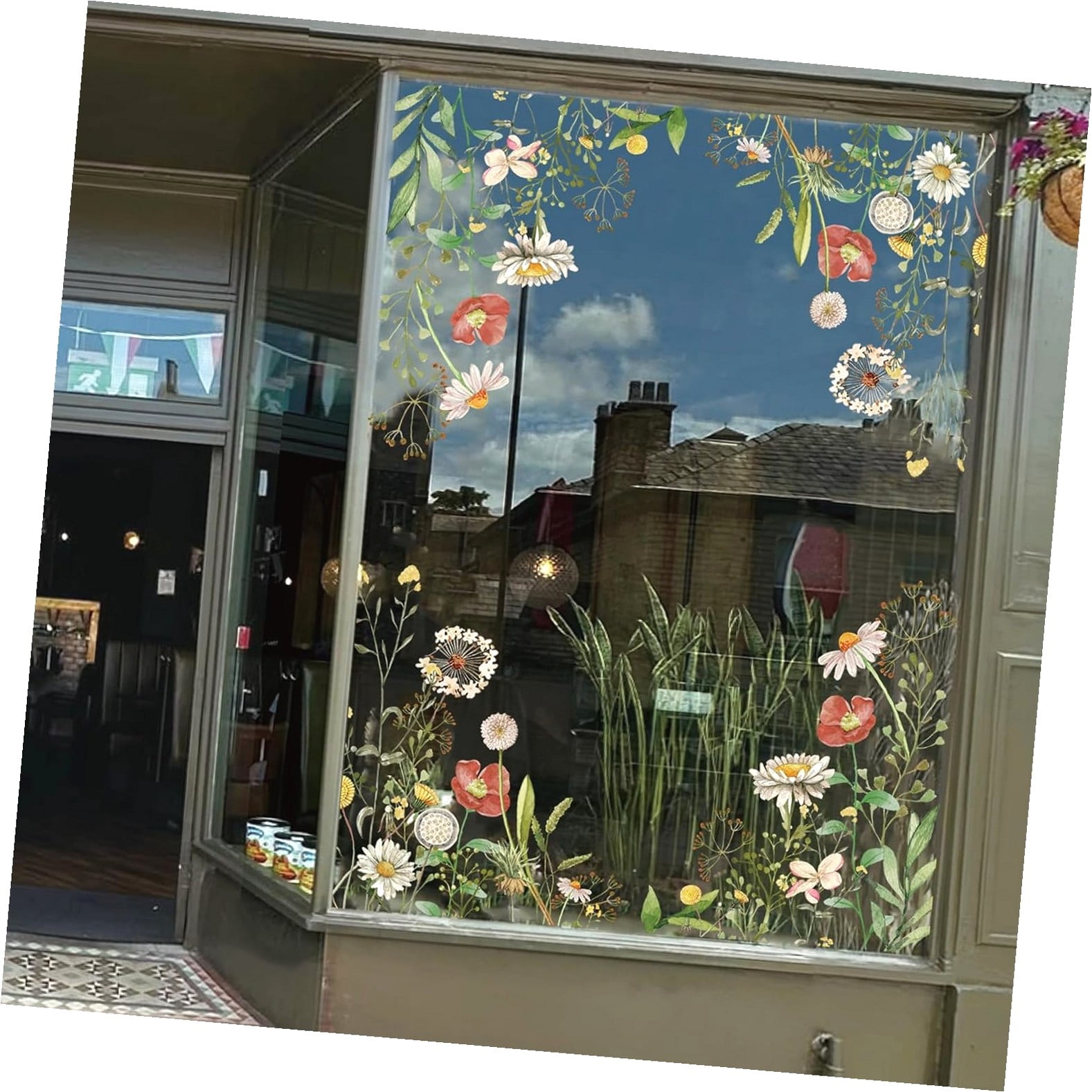 Wellsay Wildflower Shop Window Clings Aesthetic Floral Botanical Window ...
