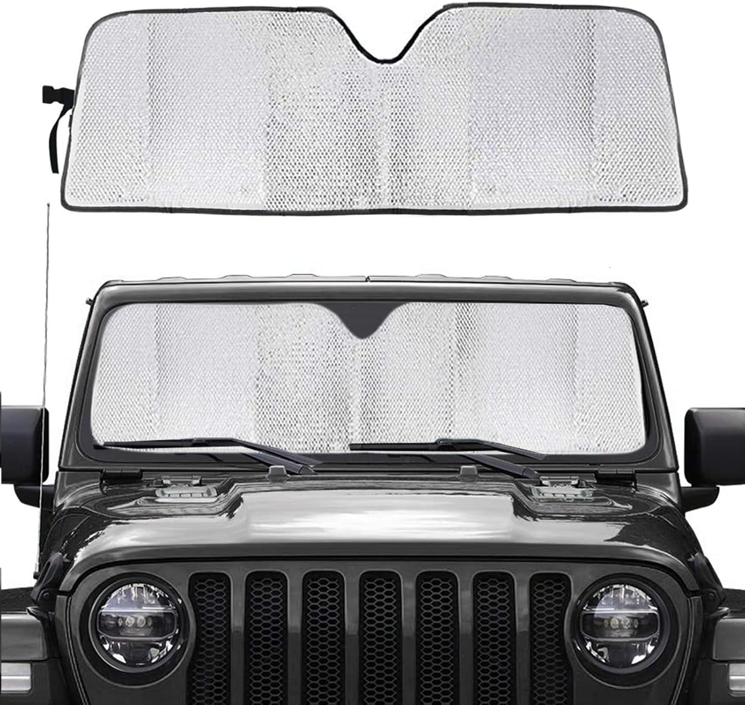 Wellsay Windshield Sunshade Sun Shade Heat Shield Sun Visor Shade Compatible with Wrangler Ruon ...