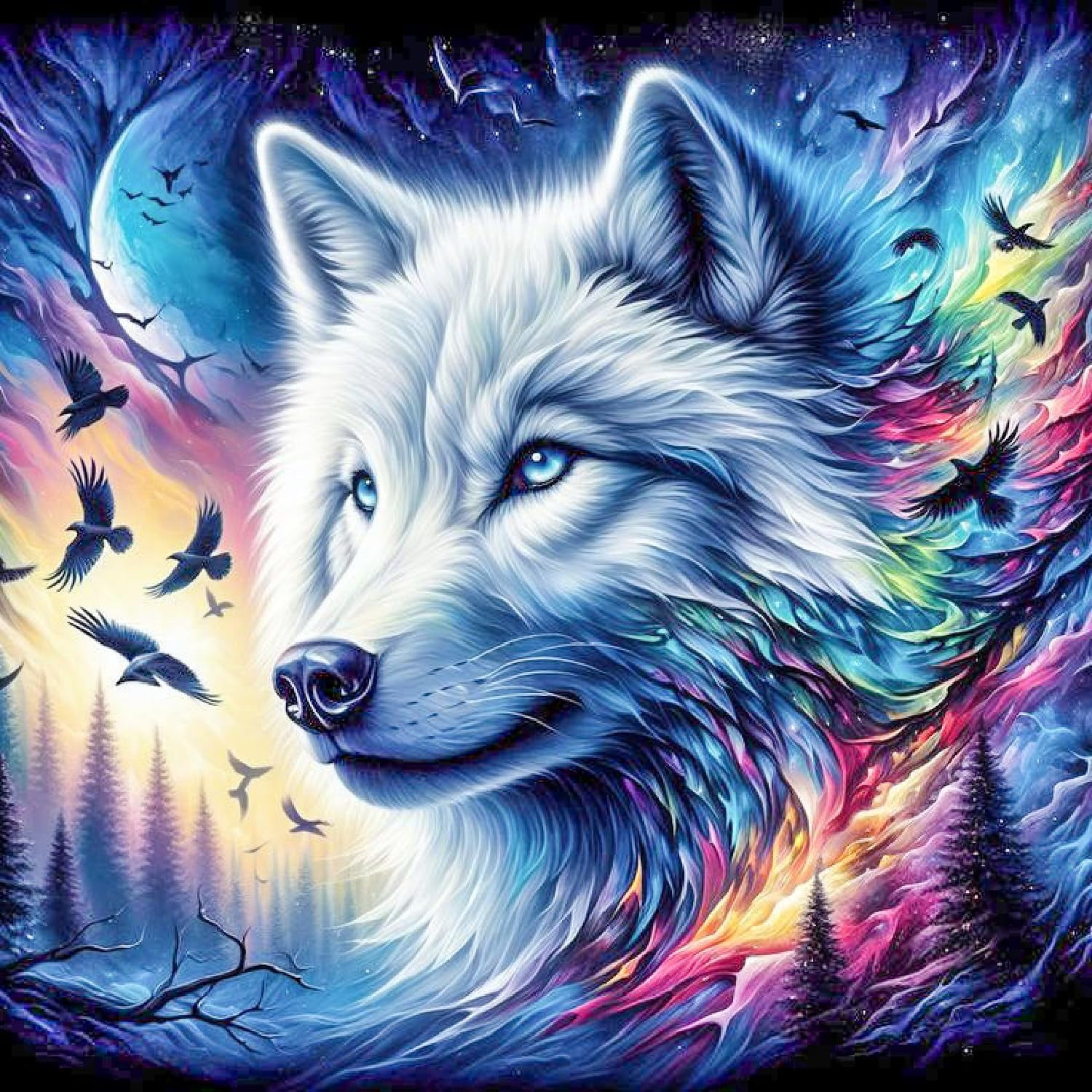Wellsay Wolf Diamond Painting Kits for Adults, DIY Cute Animal Wolf ...