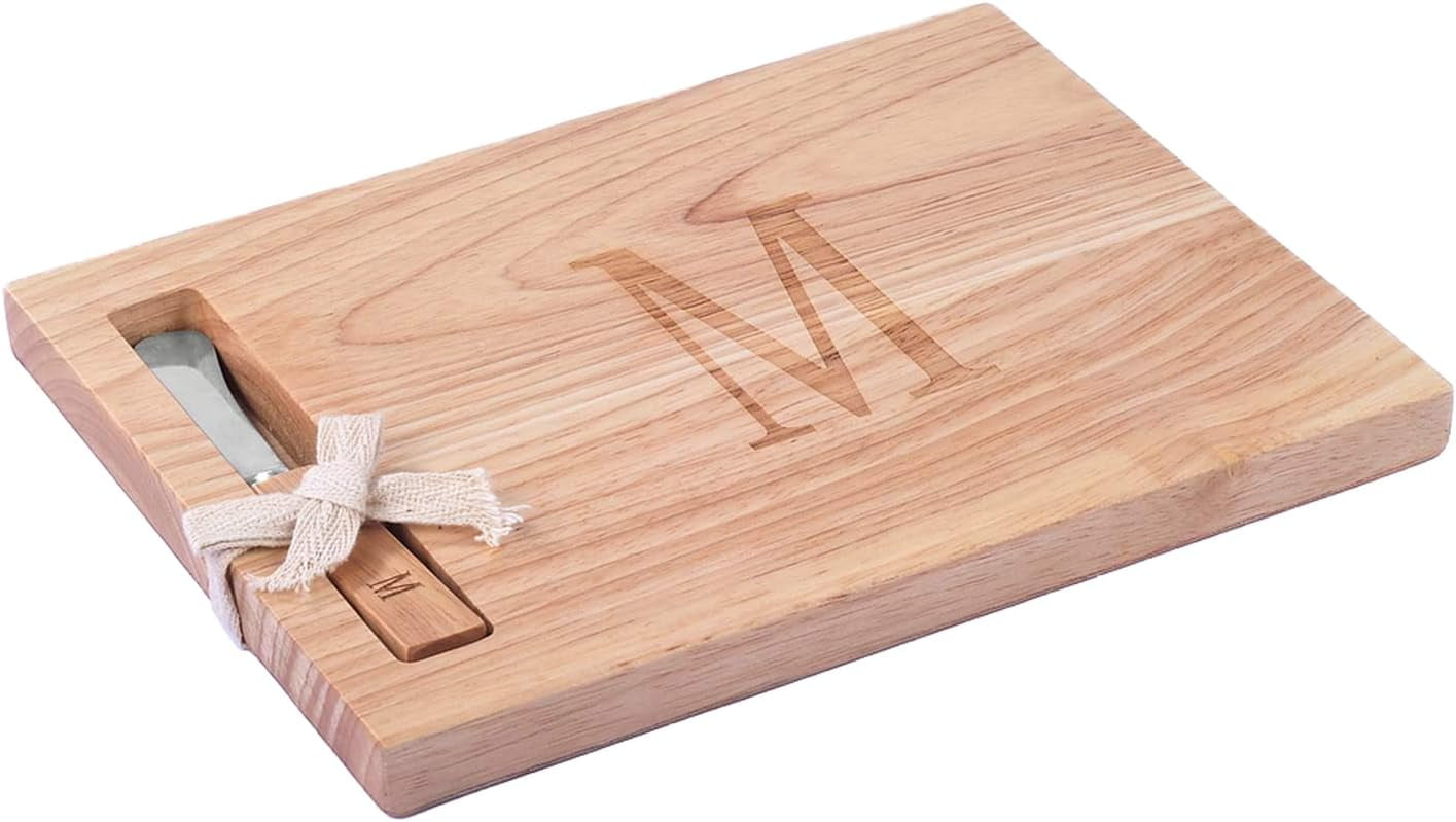 Wellsay Wood Charcuterie Board, Monogram Cheese Board 10 Inch, Initial ...