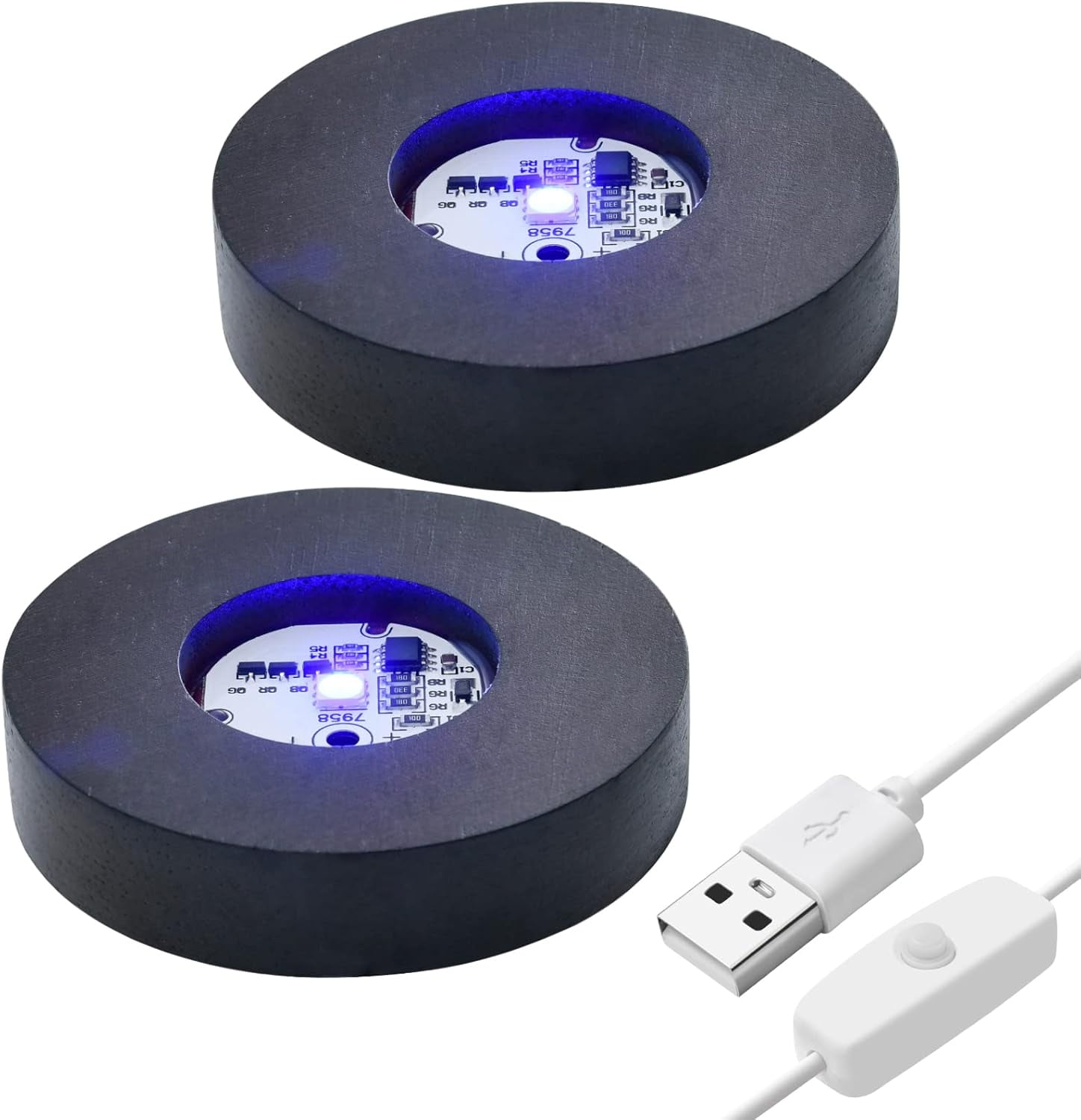 Wellsay Wood LED Light Base for Acrylic, Resin, Crystal, Glass Art, 7 ...