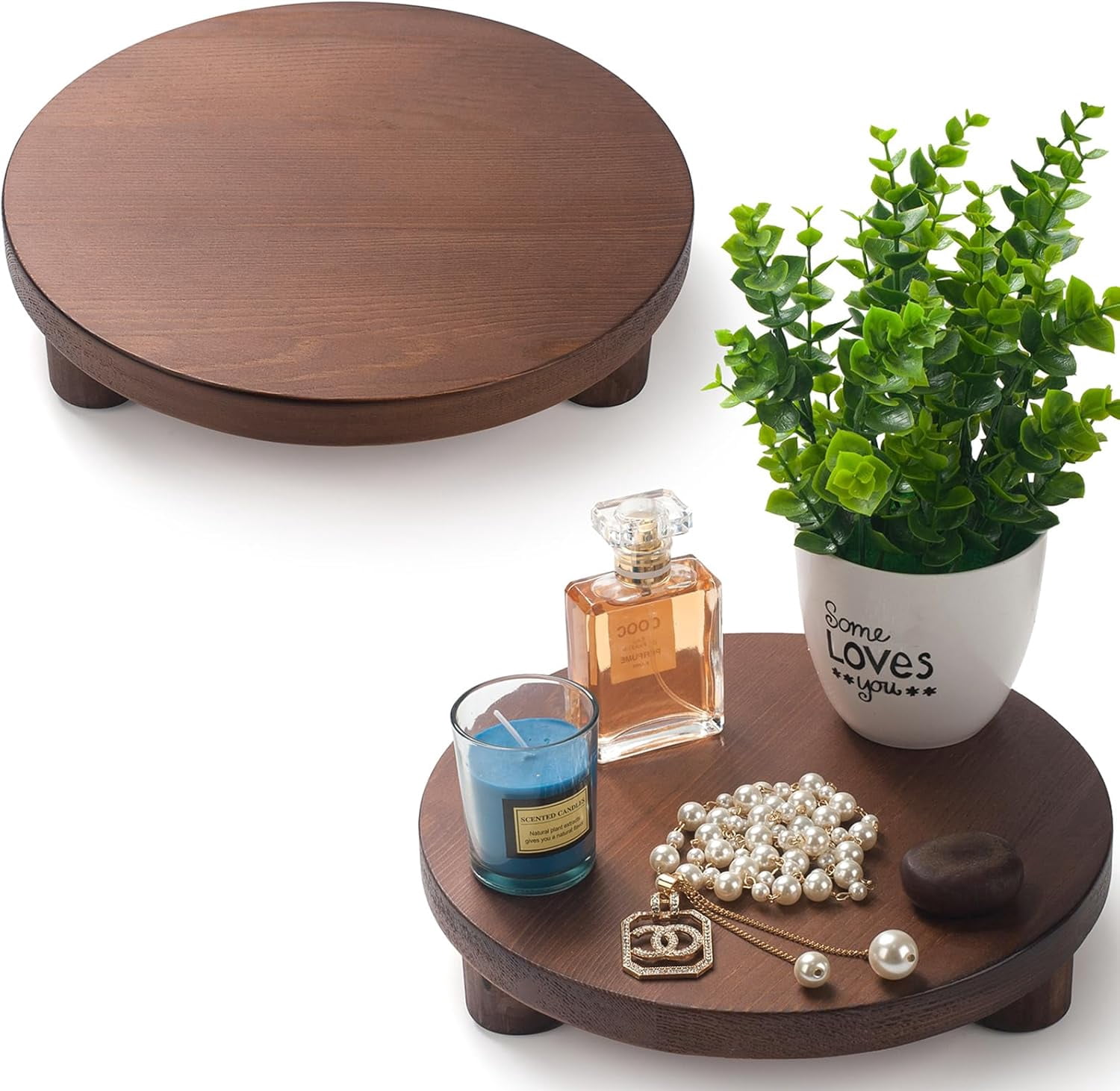 Wellsay Wood Riser for Decor, 2 Pack Wood Pedestal Stand for Display ...