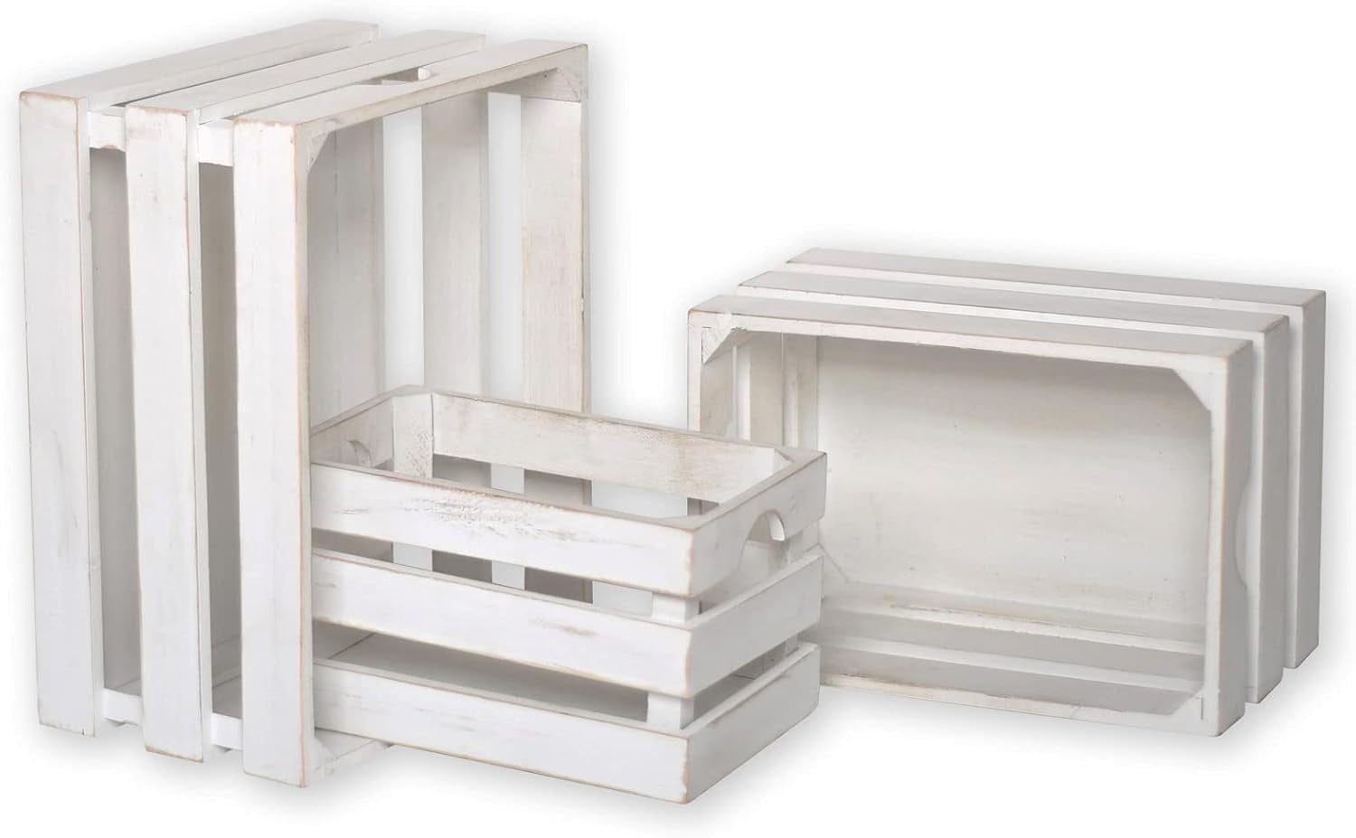 Wellsay Wooden Crates with Handles for Display,storage box set for ...