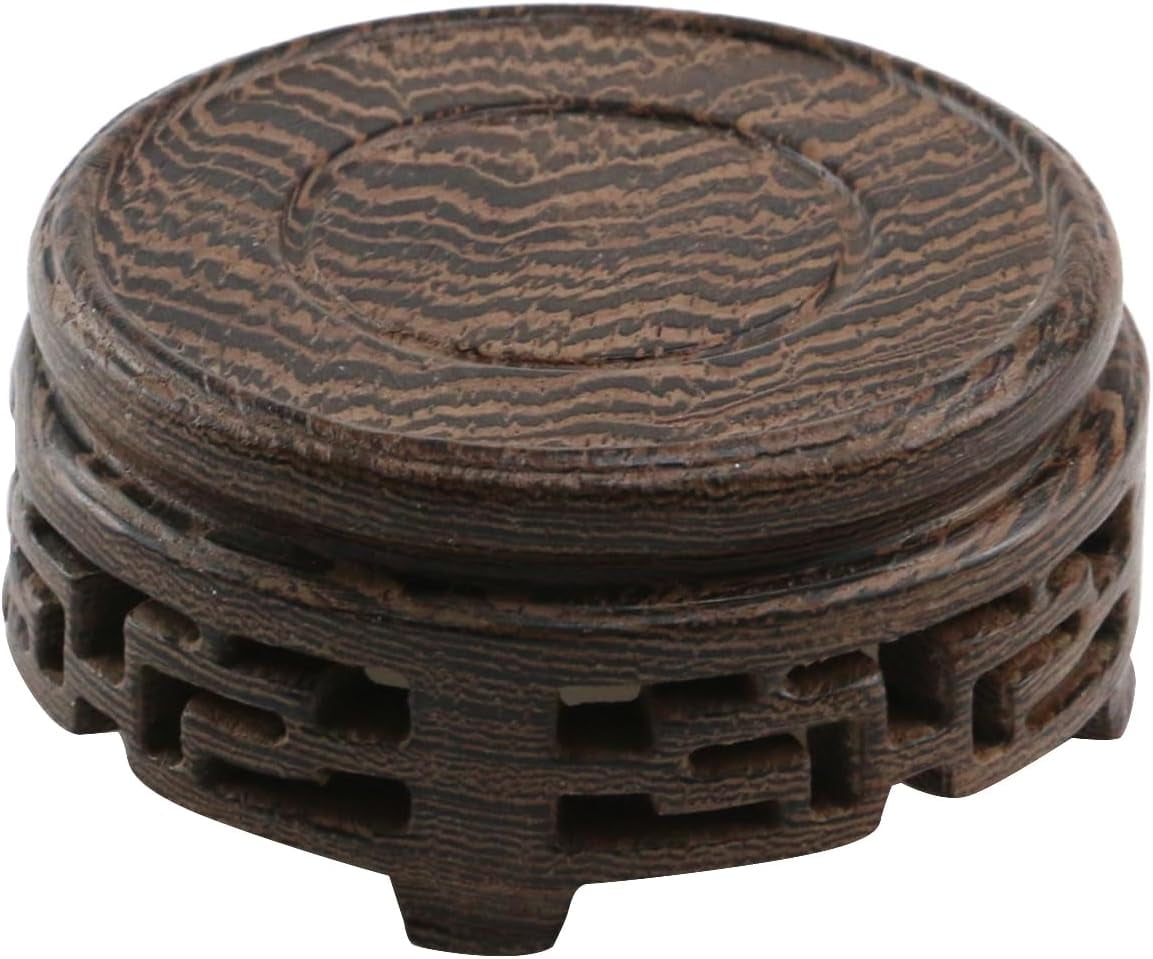 Wellsay Wooden Display Stand Base 3.15" Circular Wood Carved Pedestal ...