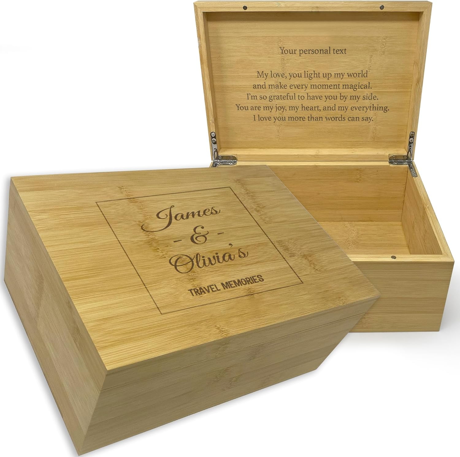 Wellsay Wooden Keepsake Box Large - Personalized Memory Box, Acacia ...