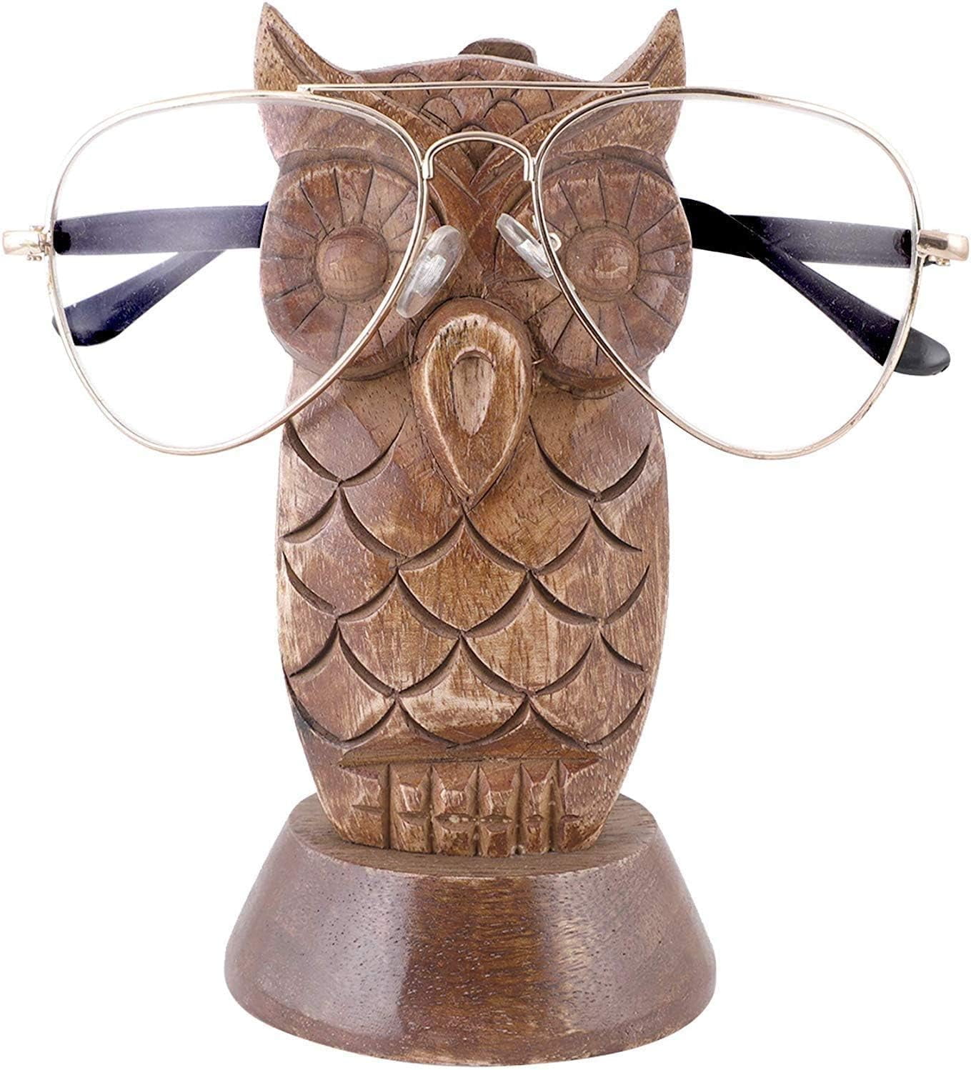 Wellsay Wooden Spectacle Eye Glasses Holder, Classic Owl Eyewear ...