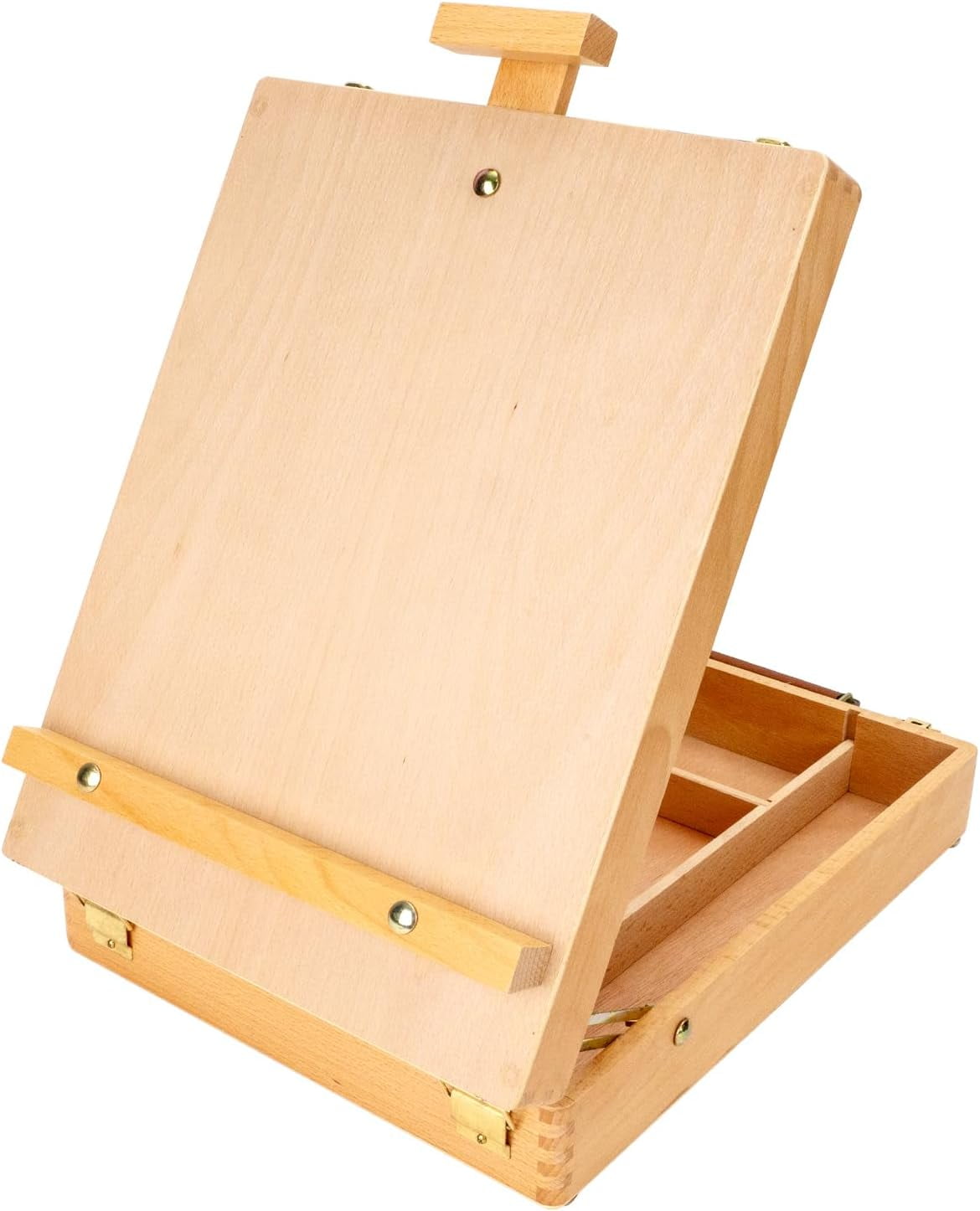 Wellsay Wooden Tabletop Easel Box, Adjustable Solid Wood Sketchbox ...
