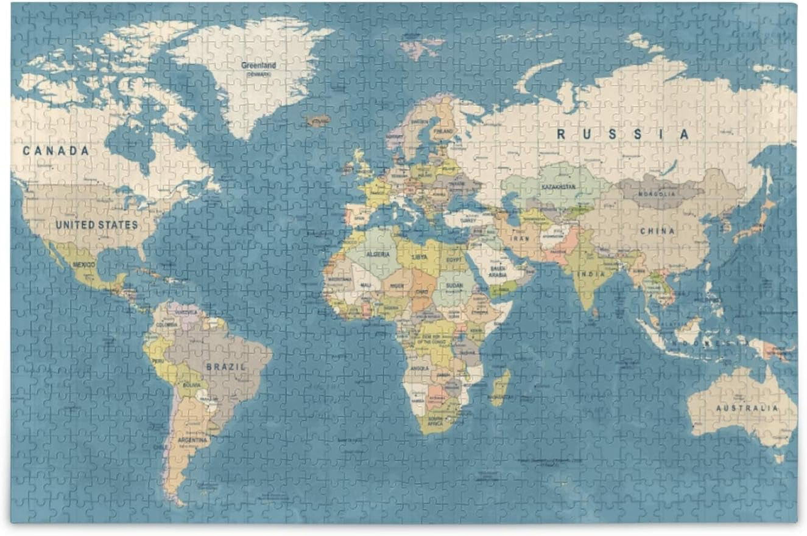 Wellsay World Map Jigsaw Puzzles for Adults 1000 Piece, Puzzles 1000 ...