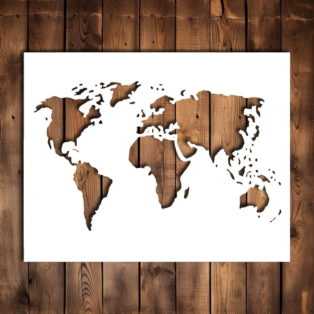 Wellsay World Map Stencil Template - Reusable World Map Stencils for ...