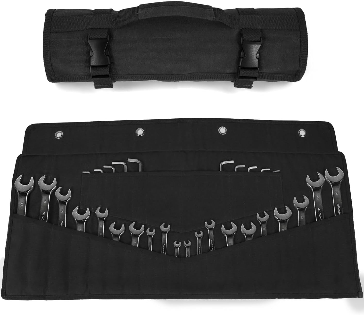 Wellsay Wrench Roll 32 Pockets, Heavy-Duty 16 oz. Waxed Canvas Wrench ...