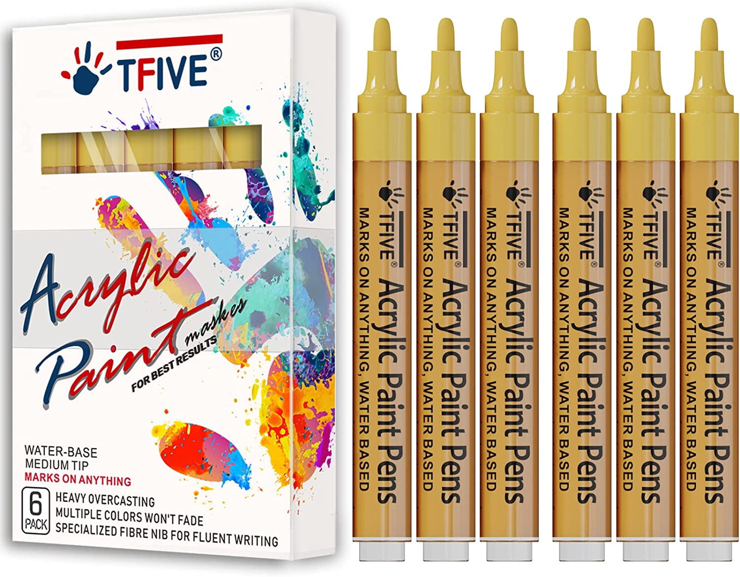 Wellsay Yellow Acrylic Paint Mer Pens - 2-m Medium Tip, 6 Pack ...