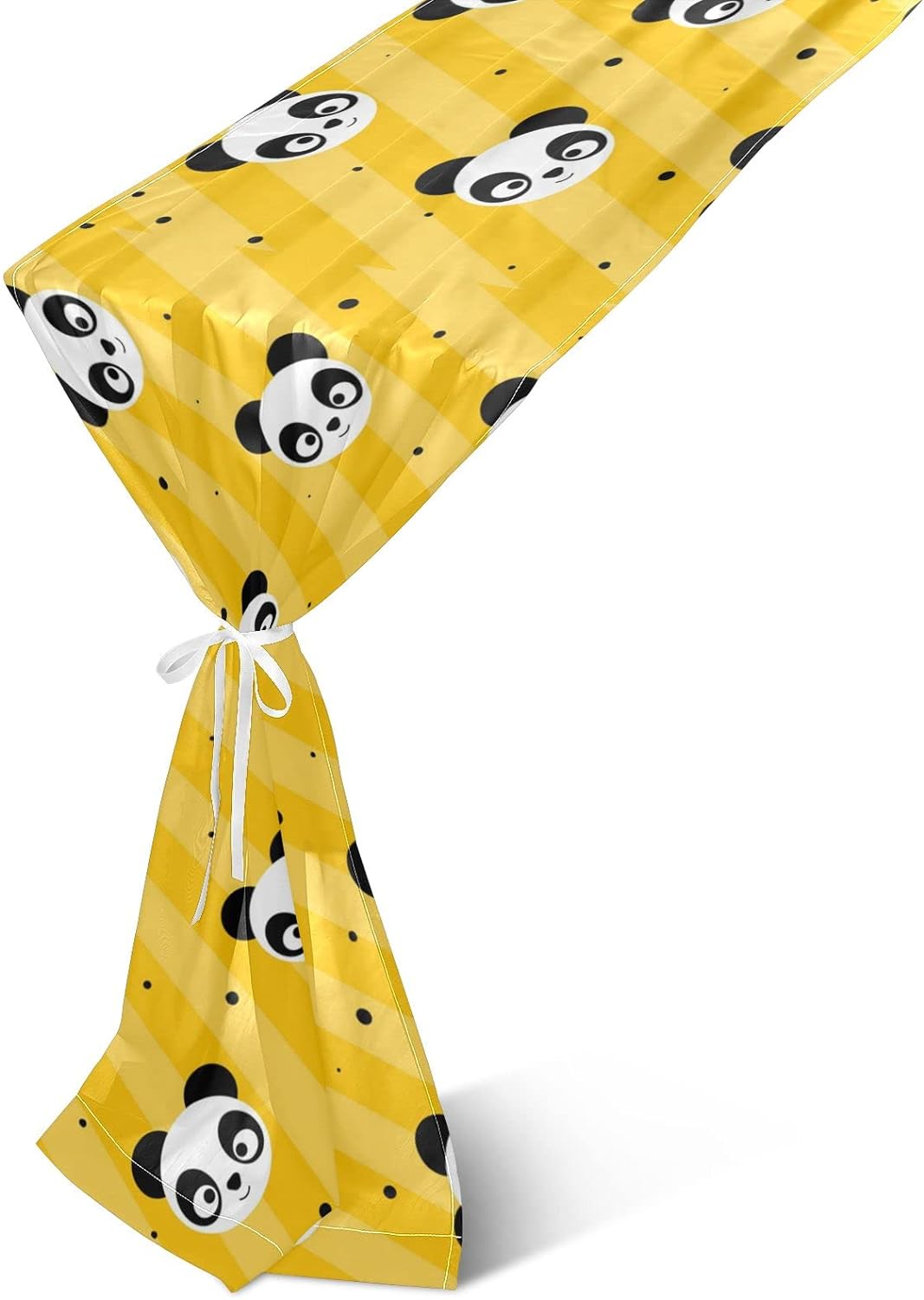 Wellsay Yellow Polka Dot Panda Chiffon Table Runner 27x120 Inches Soft ...