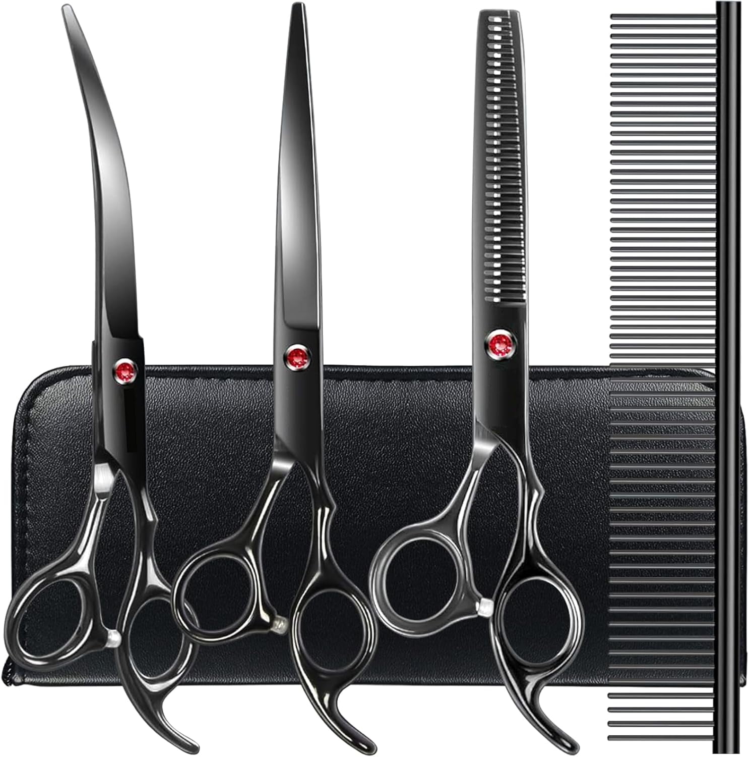 Wellsay fessional Dog ng Scissors kit Black 5 in 1, Dog Shears for ng ...