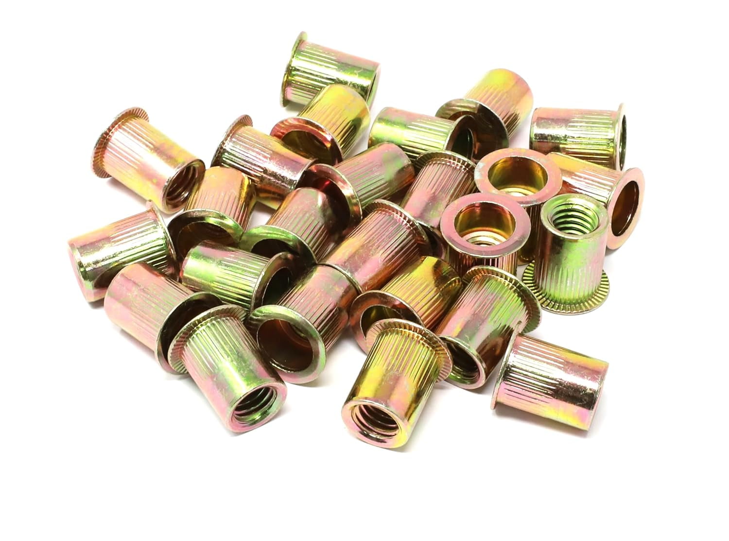 Wellsay iel 25 Pcs 3/8-16 UNC Threads Carbon Steel Flat Head Rivet Nuts Threaded Insert Nuts ...