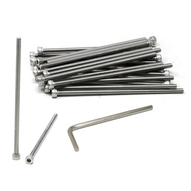 Wellsay iel 25 Pcs M4 x 100mm Thread Pitch 0.7 mm Stainless Steel 304 Hex Socket Head Cap Screws ...