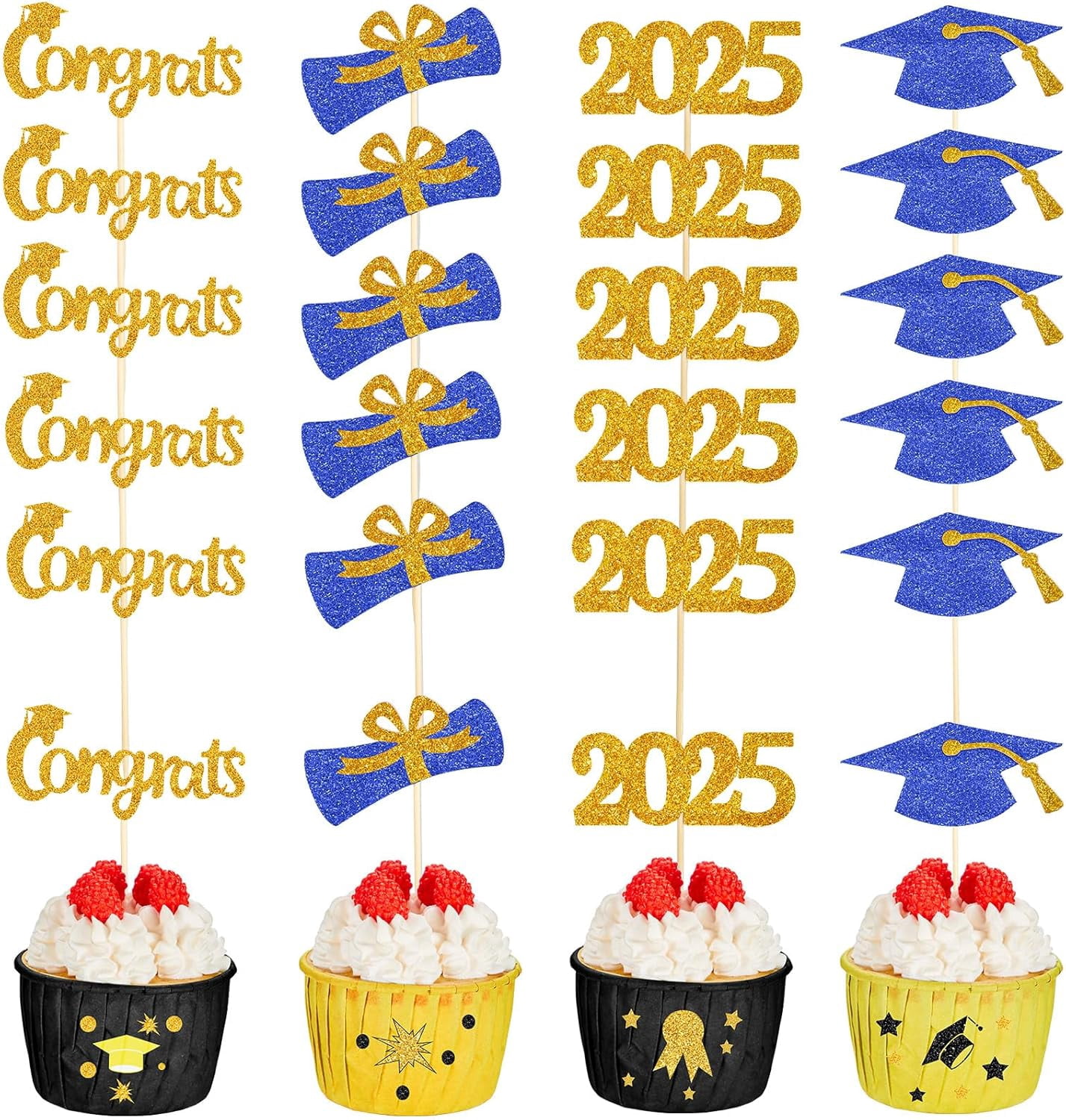 Wellsay nco 100 Pack 2025 Graduation Cupcake Tors Grad Cap Food Atizer ...