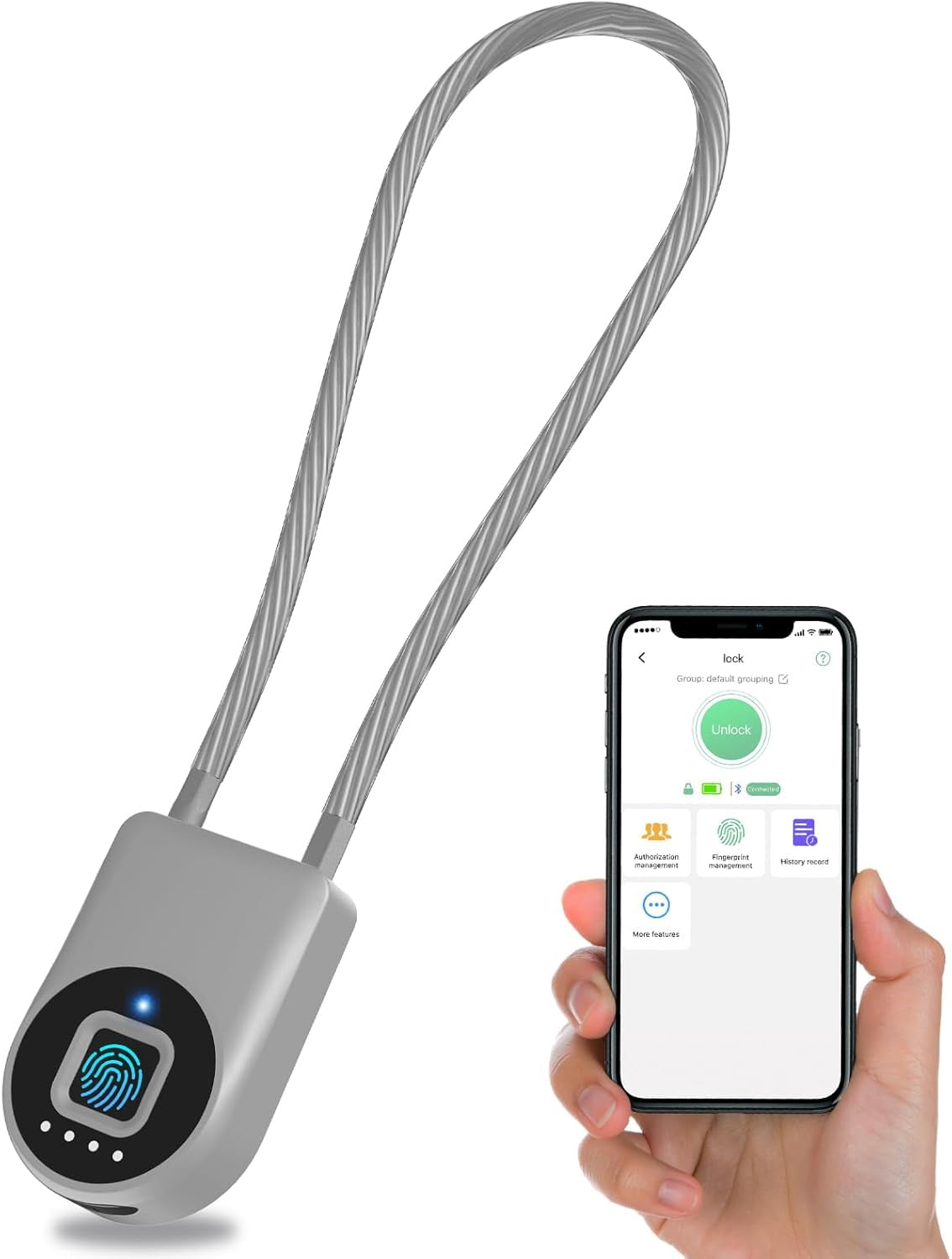 Wellsay ngerprint Cable Lock, Long Shackle ngerprint Padlock with APP ...