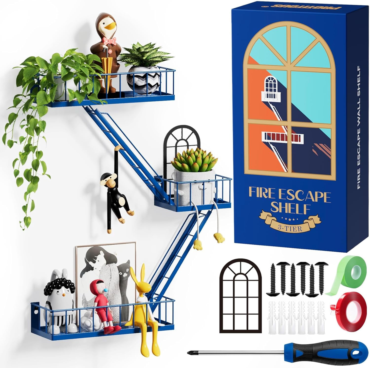 Wellsay re Escape Wall Shelf - NYC Metal Shelf with Decorative Window ...