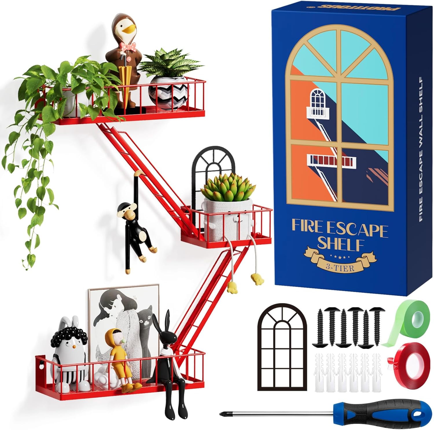 Wellsay re Escape Wall Shelf - New York Industrial Metal Shelf with ...