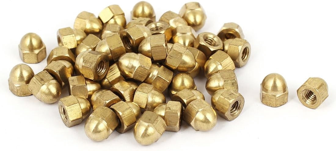 Wellsay ul Acorn Hex Cap Nuts - 50Pcs M4 Dome Nuts Brass Hexagon ...