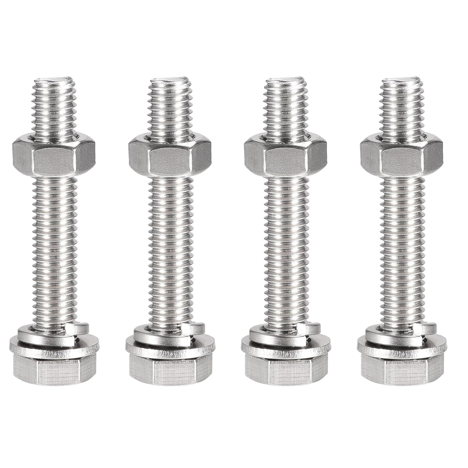 Wellsay ul M10 x 60mm Hex Head Screws Bolts, Nuts, Flat & Lock Washers Kits, 304 Stainless Steel ...