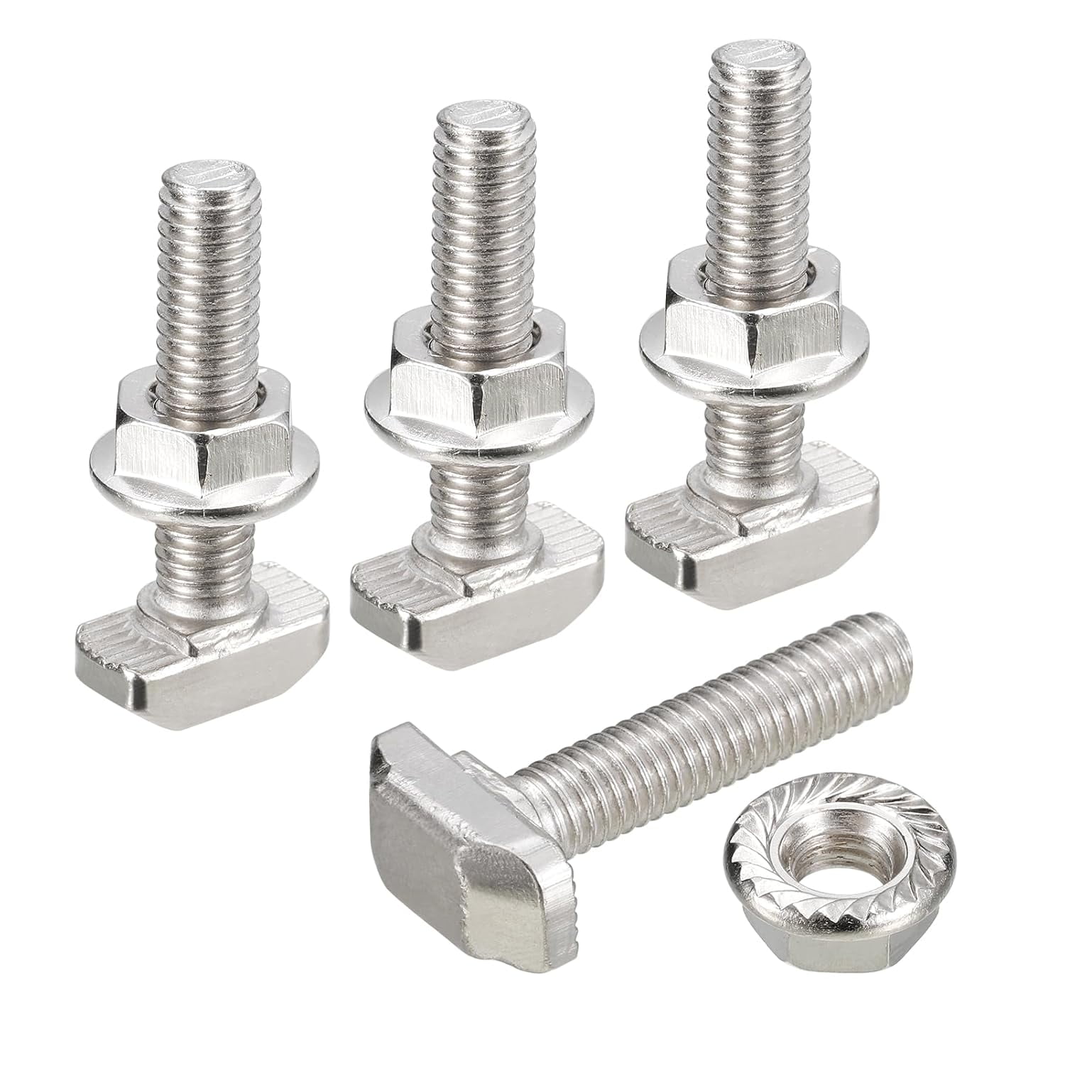 Wellsay ul M6x30mm T Slot Drop-in Bolt and M6 Hexagon Flange Nut Set, 20 Sets Hammer Head T-Bolt ...