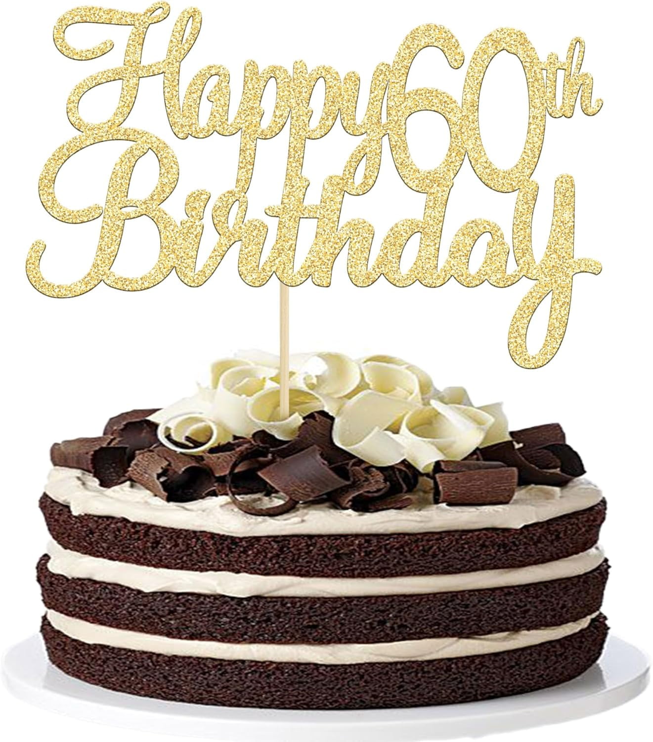 Wellsay use 1 Pack Happy 60th Birthday Cake Tor Gold Glitter Happy Birthday Cake Tor Happy 60 ...