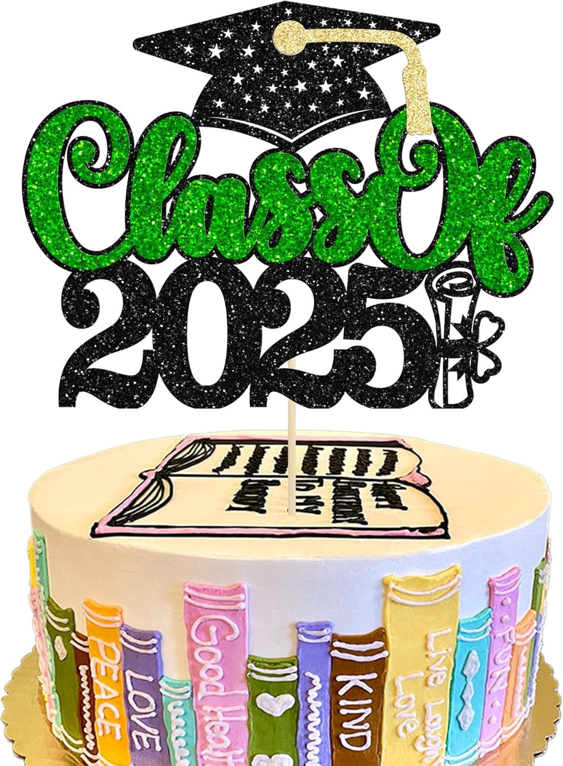 Wellsay use 1Pc Class of 2025 Cake Tor Black Glitter 2025 Graduation ...