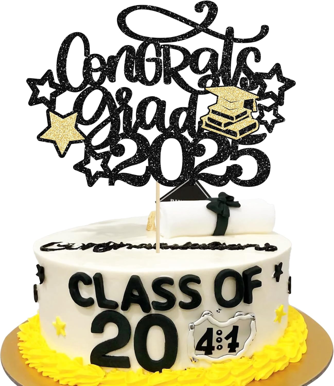 Wellsay use 1Pc Congrats Grad 2025 Cake Tor Glitter Star Class of 2025 ...