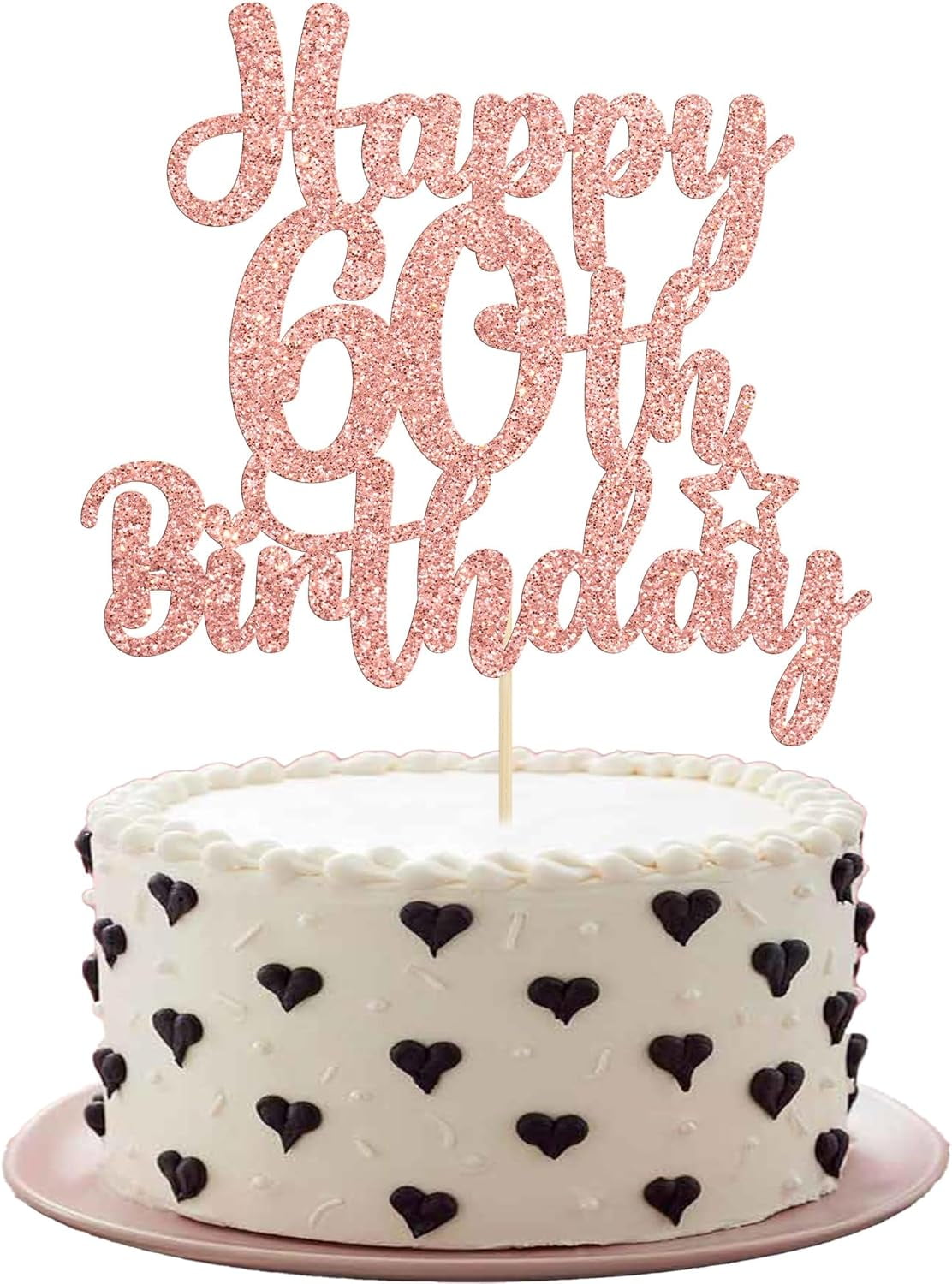 Wellsay use 1Pc Happy 60th Birthday Cake Tor Glitter 60 & Cheers to 60 Years Old 60th Birthday ...