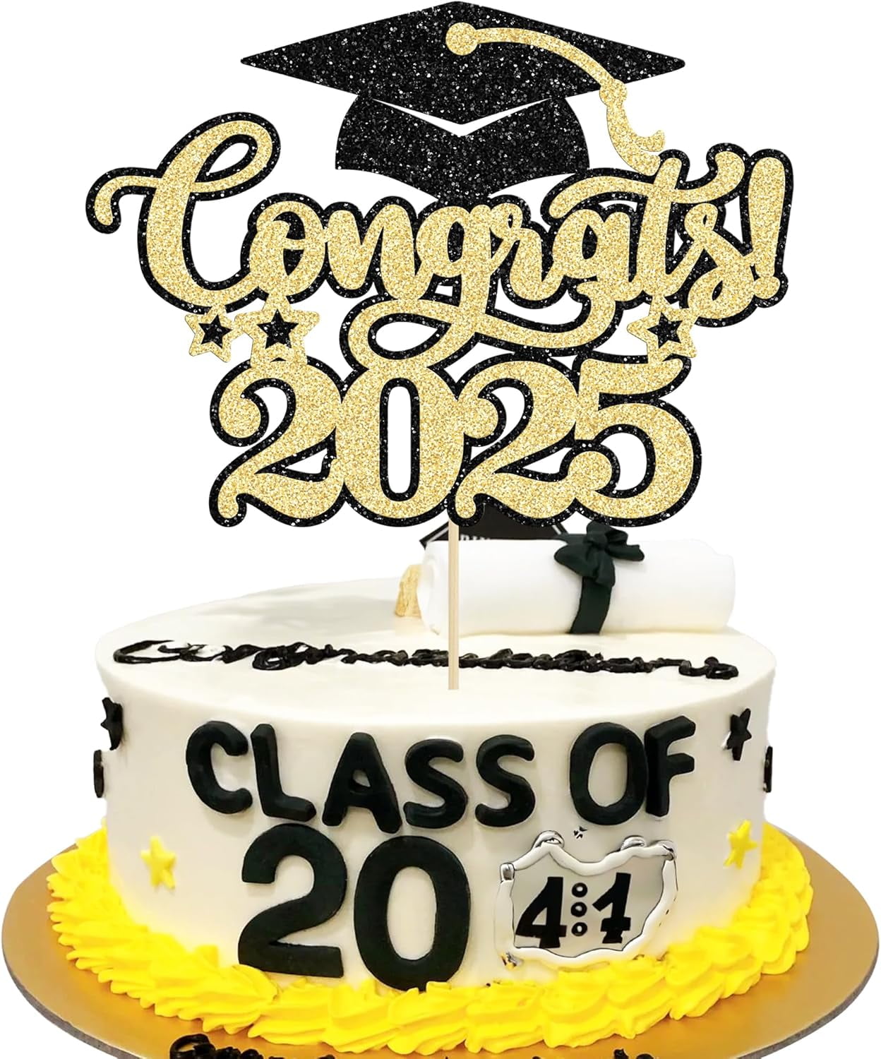 Wellsay use 1Pcs Congrats 2025 Cake Tor Glitter Diploma Grad Cap Cake ...