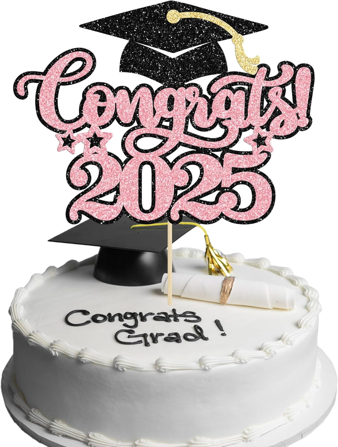 Wellsay use 1Pcs Congrats 2025 Cake Tor Glitter Diploma Grad Cap Cake ...