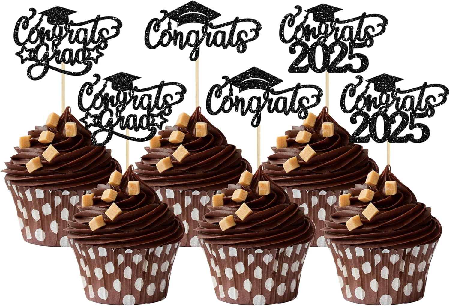 Wellsay use 24Pcs 2025 Congrats Grad Cupcake Tors Glitter Class of 2025 ...