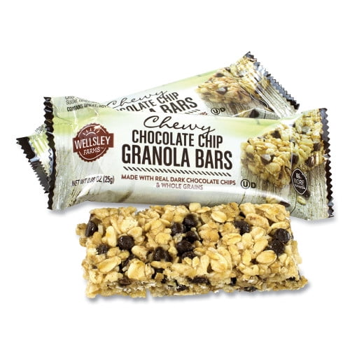 Wellsley Farms Chewy Chocolate Chip Granola Bars, 0.88 oz Bar, 60 Bars ...