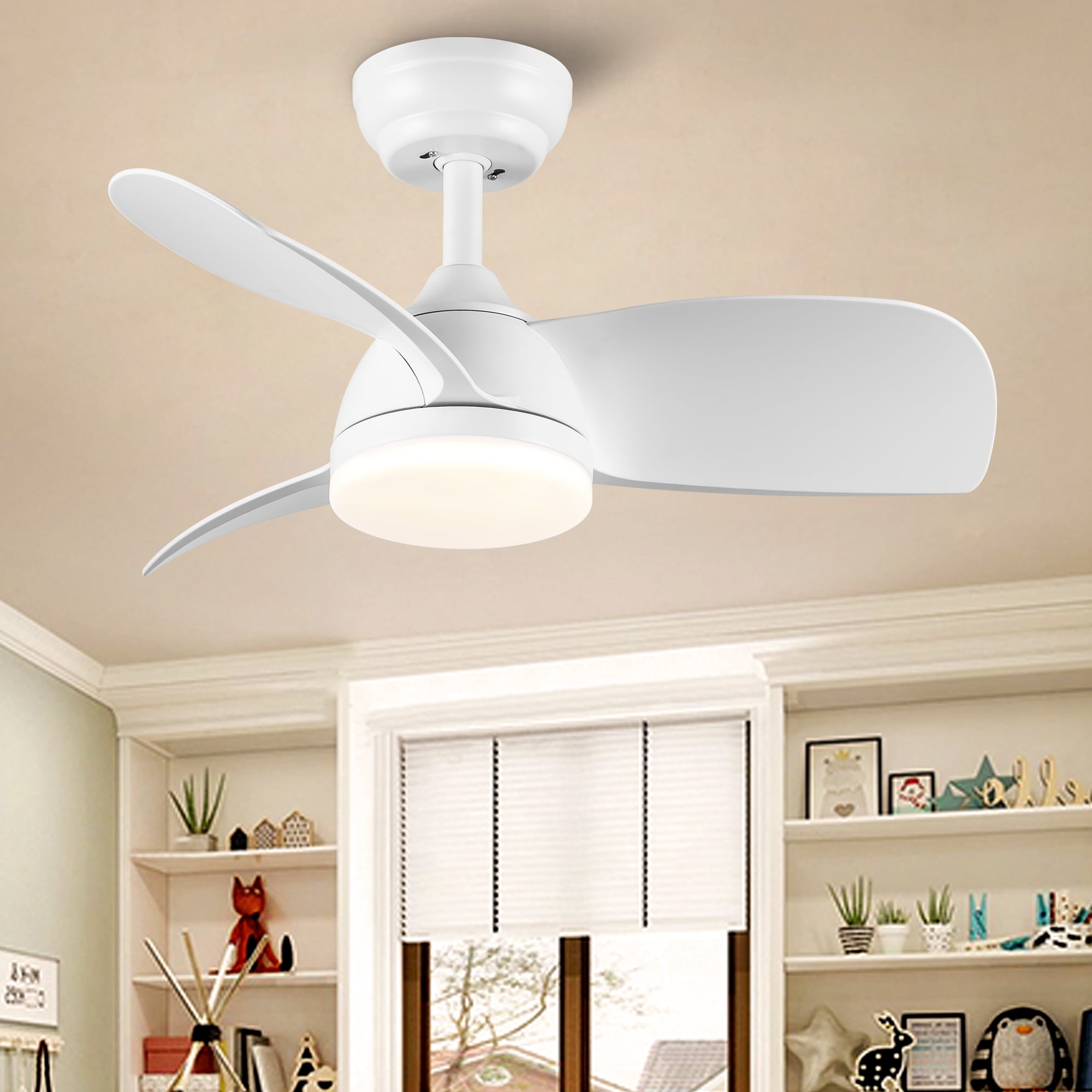 Wellspeed 28 in. Indoor Matte White Small Ceiling Fan with 3 ABS Blades ...