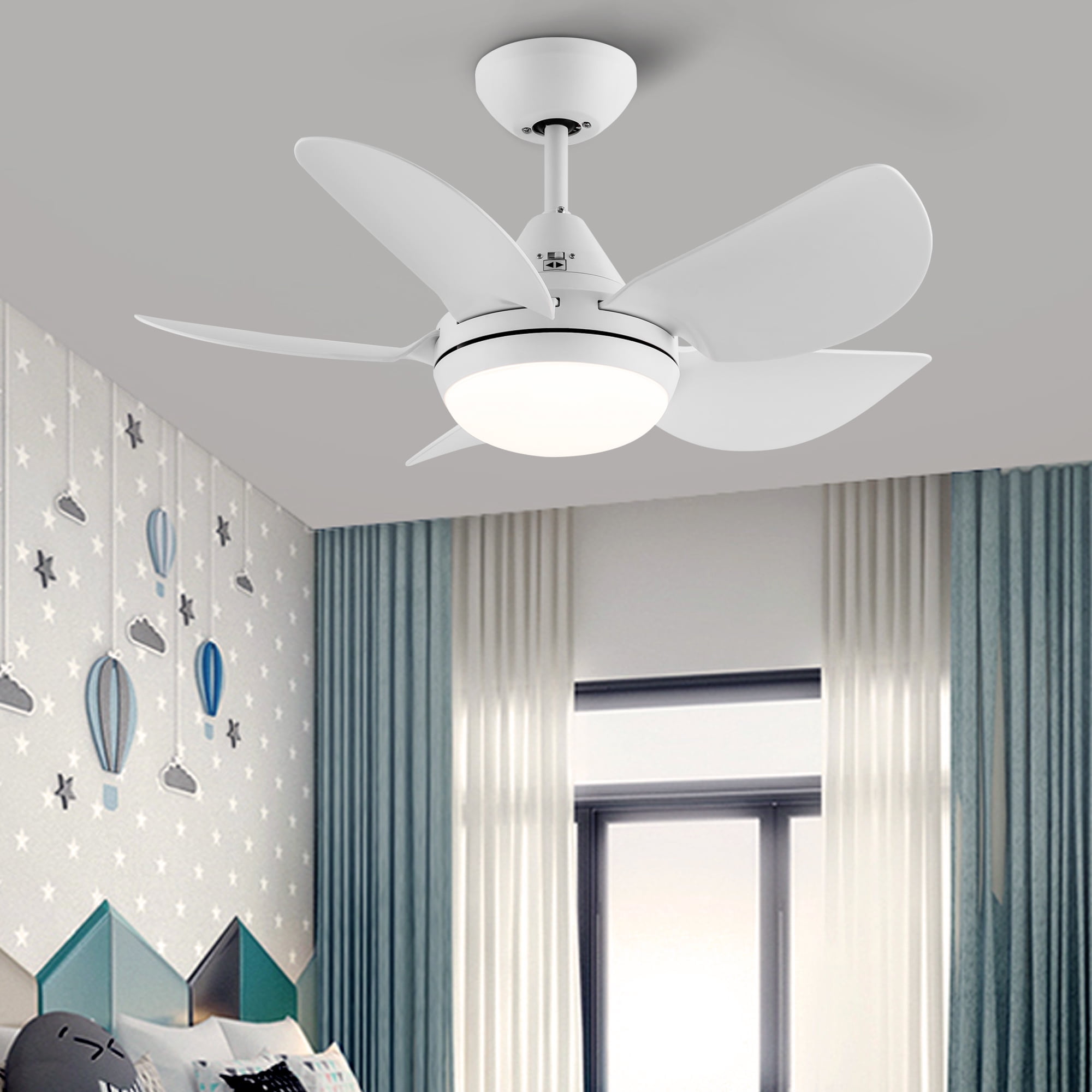 Wellspeed 30 in. Indoor Matte White Small Ceiling Fan Light with LED ...