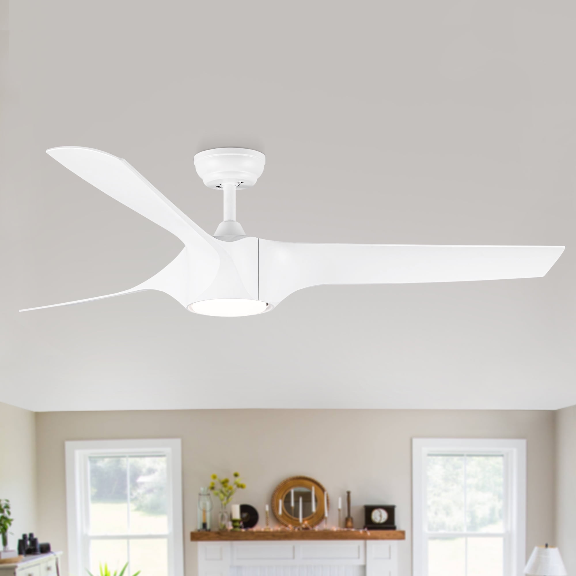 Wellspeed 56 in. 3-Blade Indoor Matte White Indoor Ceiling Fan with LED ...