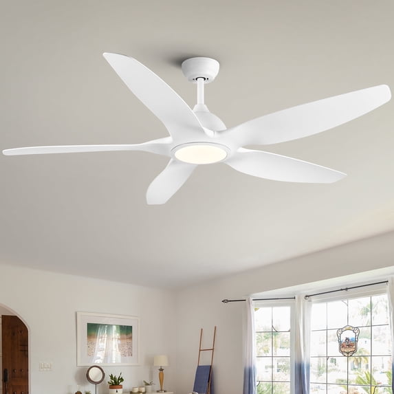 Wellspeed 60 in. 5-Blade Modern Matte White Indoor Ceiling Fan with ...
