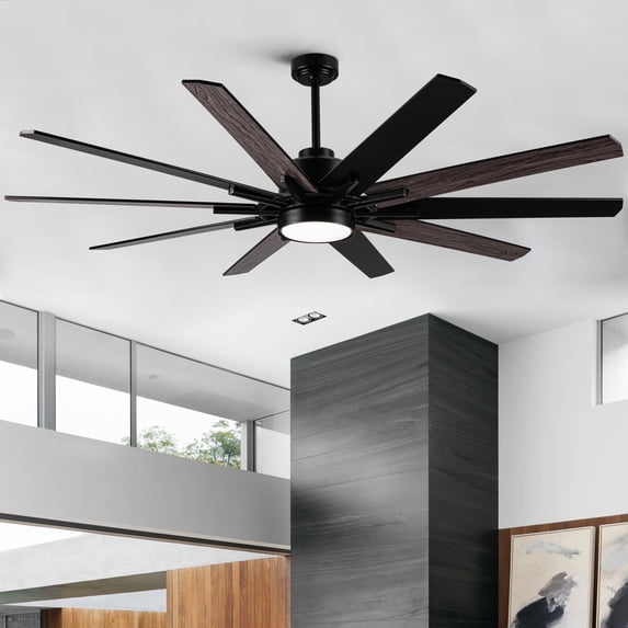 Wellspeed 72 in. Modern Integrated LED Indoor Black Ceiling Fan with ...