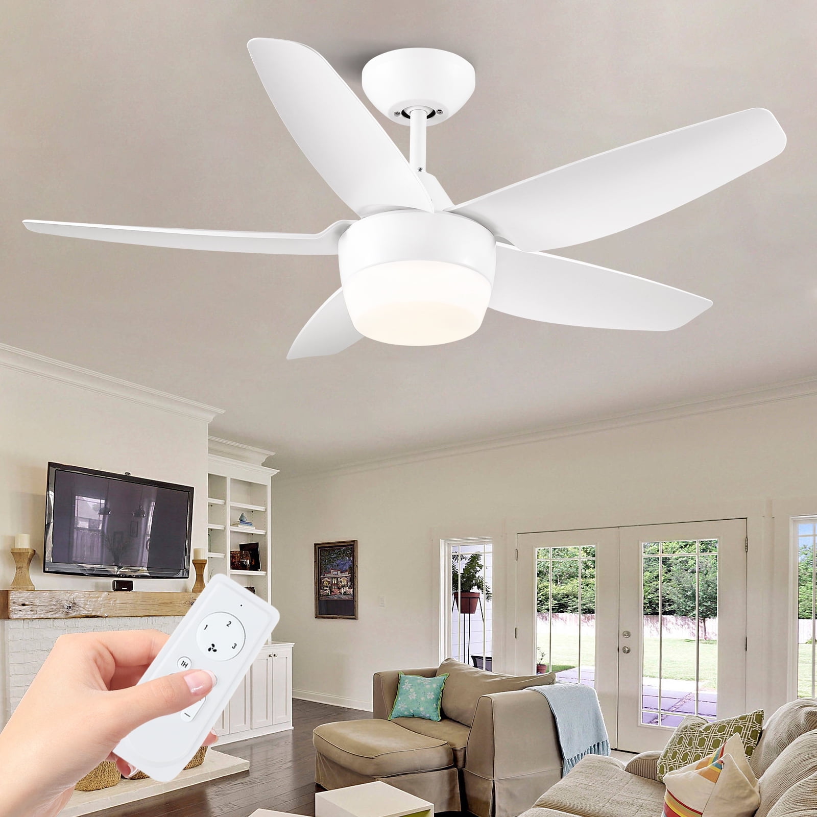 Wellspeed White Ceiling Fan with Lights, 40 inch Ceiling Fans with ...