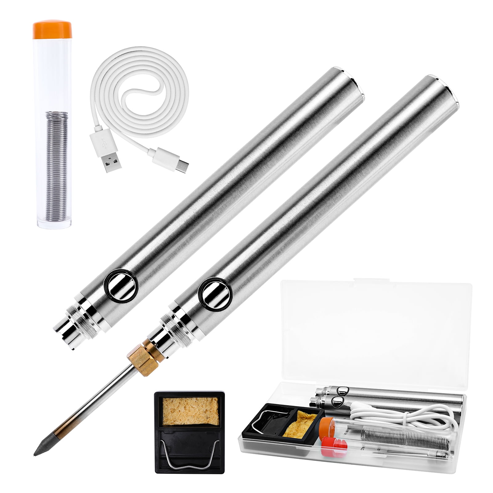 Welltop 2 Pcs Electric Soldering Iron Kit, Wireless Rechargeable ...