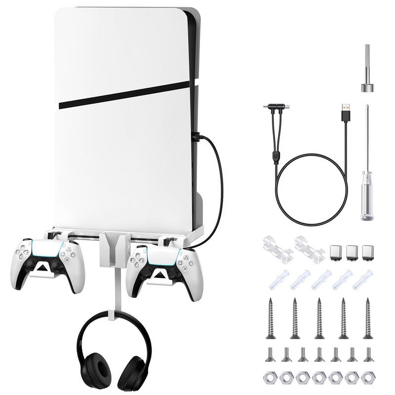 Welltop 6-in-1 PS5 Slim Wall Mount Kit, Stand & Controller Compatible ...