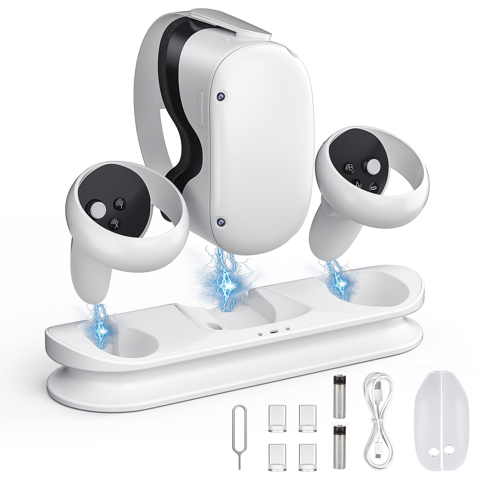 Welltop Oculus Stand with Battery, LED Light Magnetic Charging Dock for ...