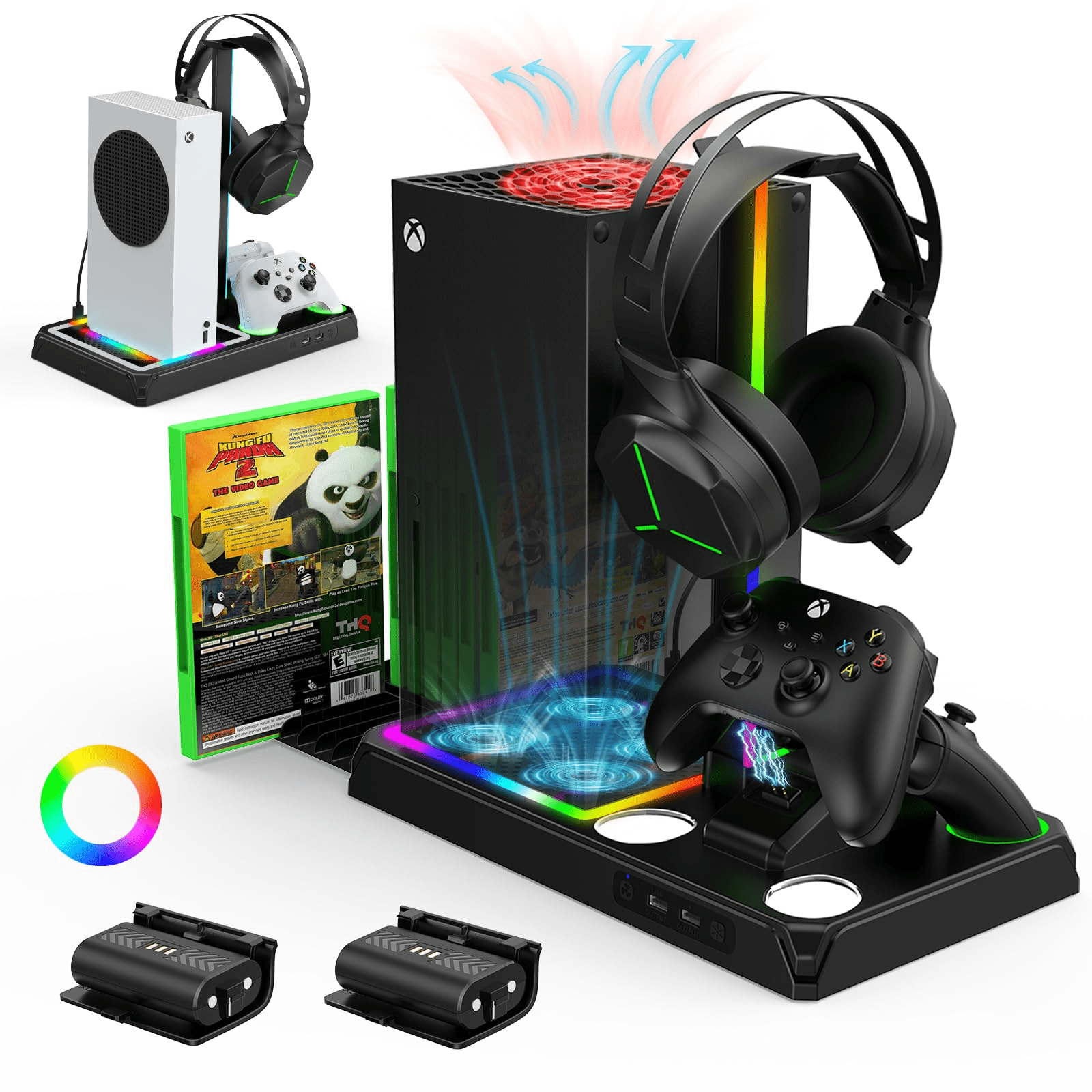 Welltop Xbox Series X/S Charging Stand with Cooling Fan, Dual Dock ...