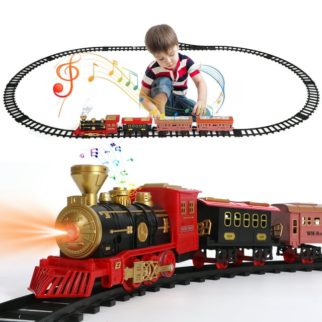 Welltop Steam Train Toy Set for Kids, w/ Smoke, Lights & Sound, Ideal ...