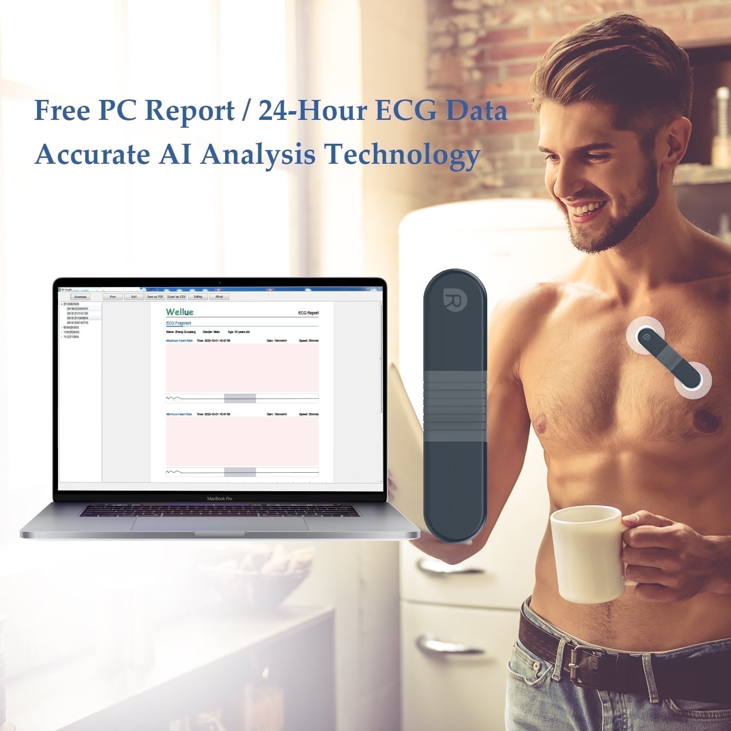Wellue Personal EKG Monitor with AI Analysis,24 Hours ECG Heart Health ...