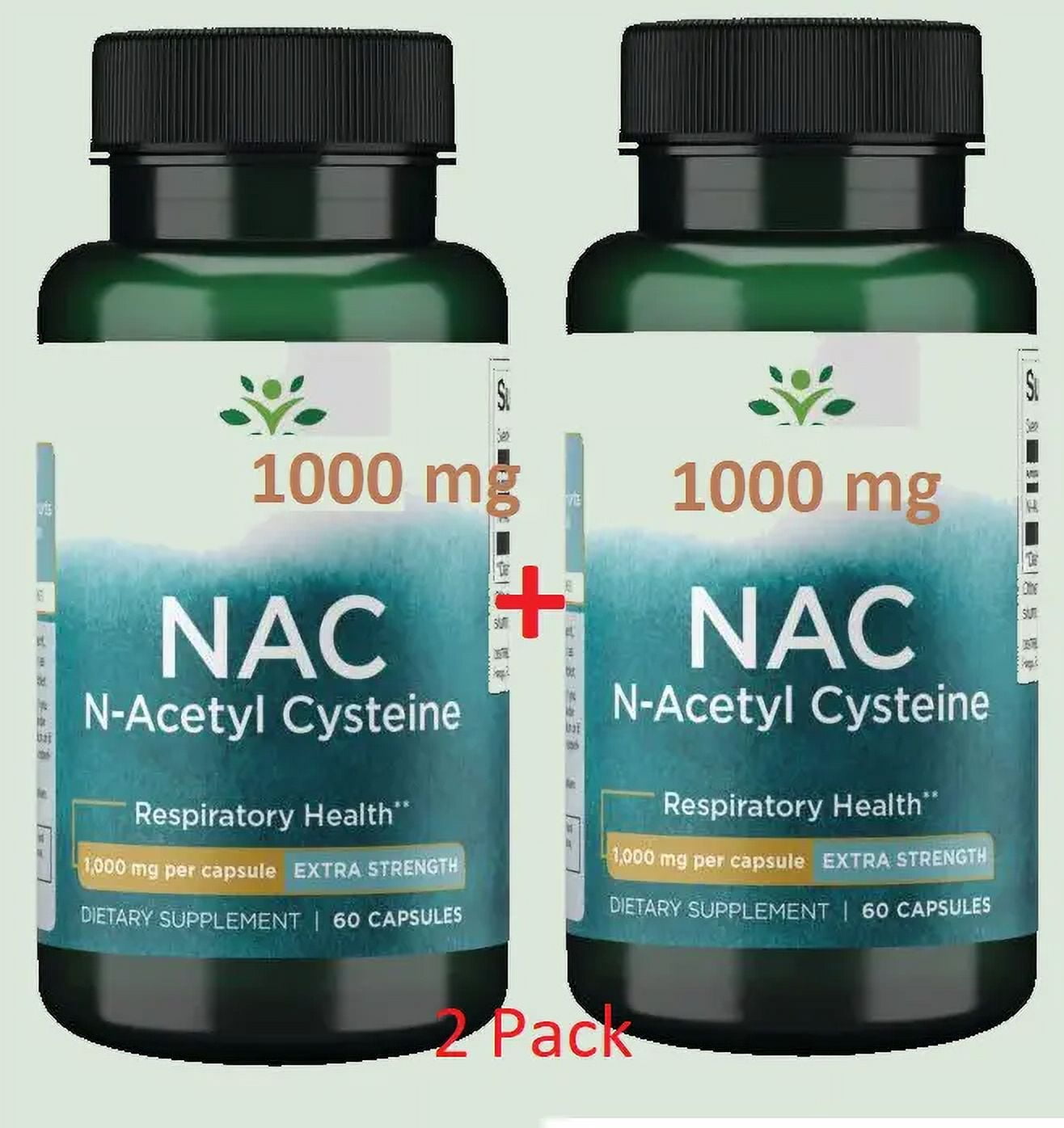 Wellvita 2 Pack NAC N-Acetyl-Cysteine 1000 mg Free Radical Protection ...