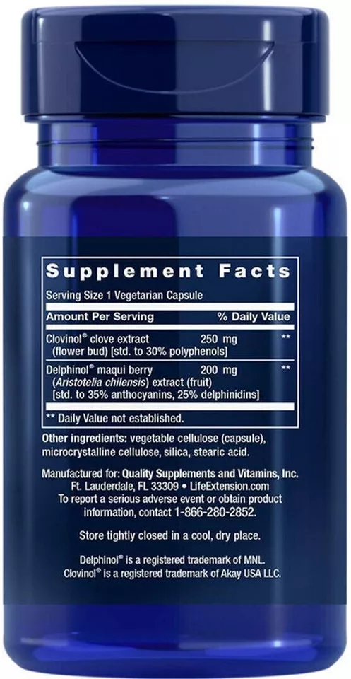 Wellvita Life Extension Glycemic Guard 30 Caps Delphinol/Maqui berry ...