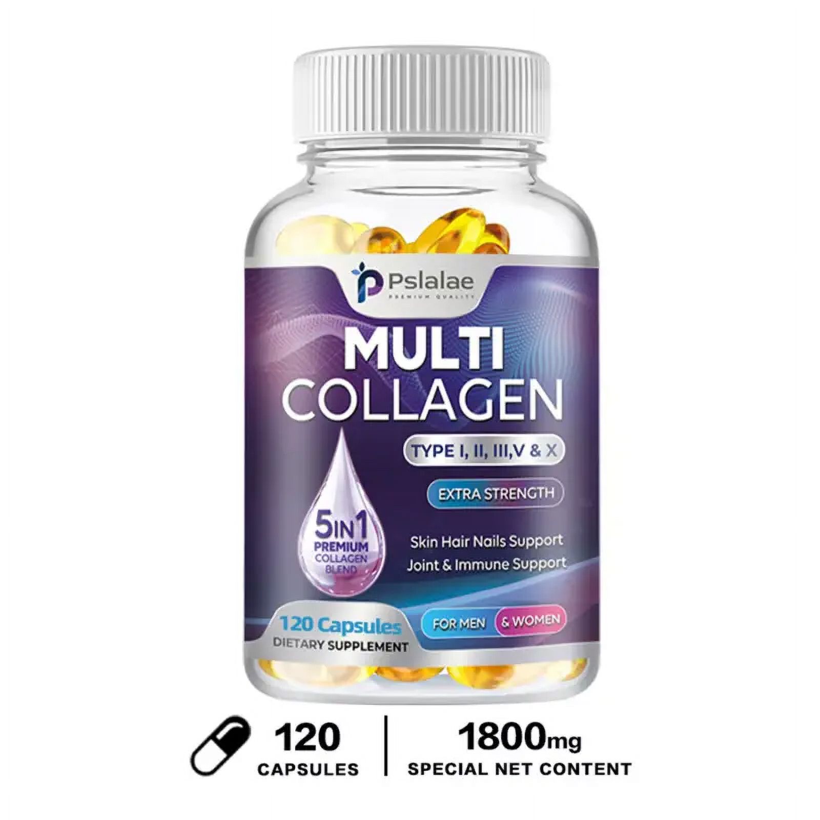 Wellvita Multi Collagen Peptides 1800mg - Type I, II, III, V, X - Anti ...